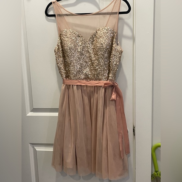 Francesca's Collections | Dresses | Sequins Dress Juneivy Beige ...